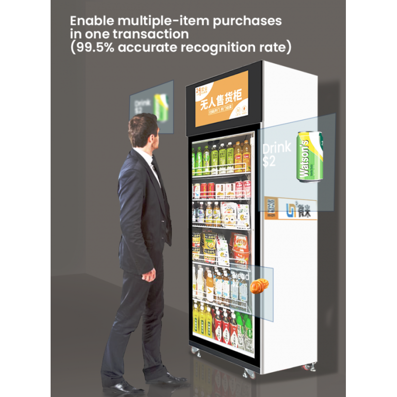 Intelligent Algorithm AI-Powered Vending Machine For Snacks Drinks Fresh Food Fruits Grab And Go Fridge 5