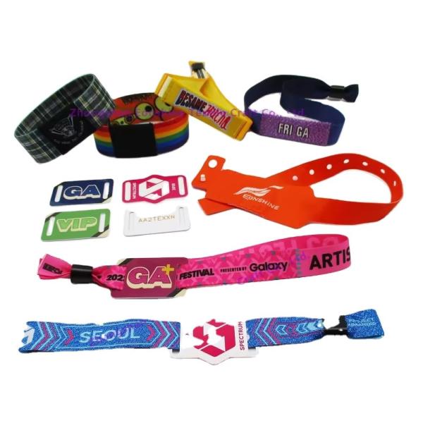 Quality Single or Double-sided Printing RFID Wristbands in Satin Fabric for Event Festival Party for sale