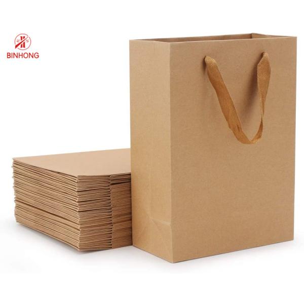 Quality Glued 30cm Paper Standing Pouch With Twisted Handles for sale