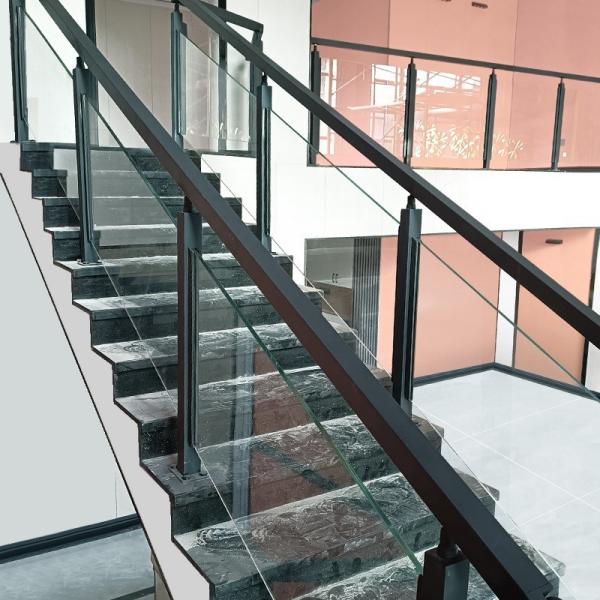 Quality Modern Design Style Wall Mounted Staircase Tempered Glass Railing with Post for sale