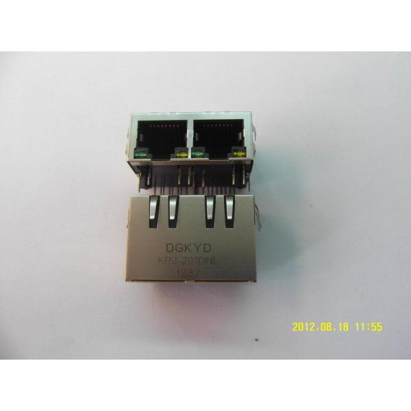 Quality Metal shielded dual port CAT 5 Ethernet Cable connector RJ45 with transformers for sale