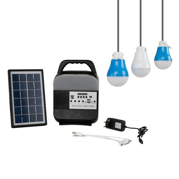 Quality IP55 6000mah 3 Watt 6 Volt Solar Radio Light Kit For Camping for sale