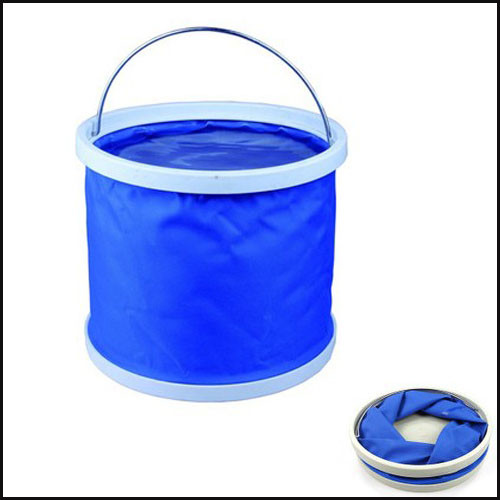 Quality outdoor camping customed logo collapsible fold oxford water bucket with handle for sale