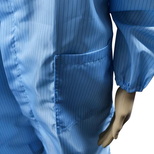 Quality Unisex 5mm Stripe ESD Anti Static Smock For Class 100 Cleanroom for sale