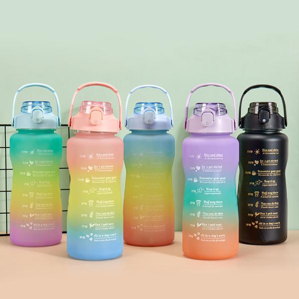 Quality Summer Gradient Motivational 3 In 1 Water Bottle Set Leak Proof Water Bottle 40 for sale