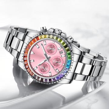 SUS304 Quartz Battery Wristwatches , Sweatproof Ladies Watches With Diamonds
