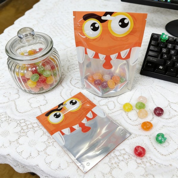 Quality Custom Order Stand Up Pouch Ziplock Resealable Packaging Bag Pouch Mylar Bags Logo UV Hot Stamping Transparent Window Candy Bag for sale