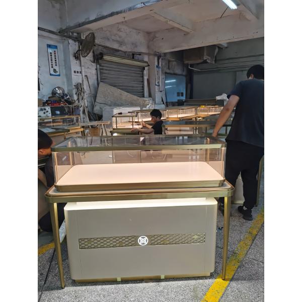Quality Safe Round Conner Wooden Jewelry Display Cases With 4000K-6000k Led Lighting for sale