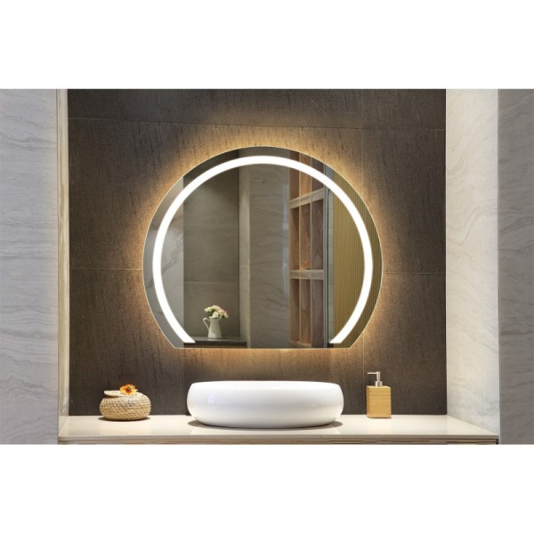 Quality High Definition Bathroom Mirror With Lights Mildew Proof Half Moon Backlit for sale