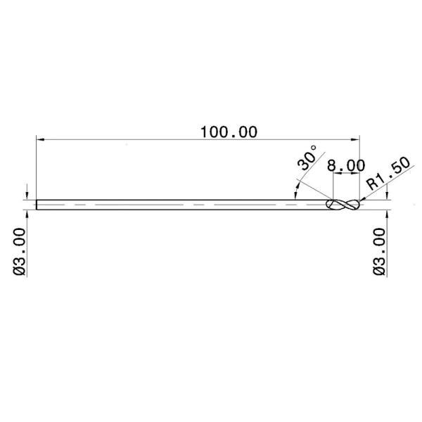 Quality 65HRC 2 Flute Extra Long Cemented Carbide Ball Nose Endmill for sale
