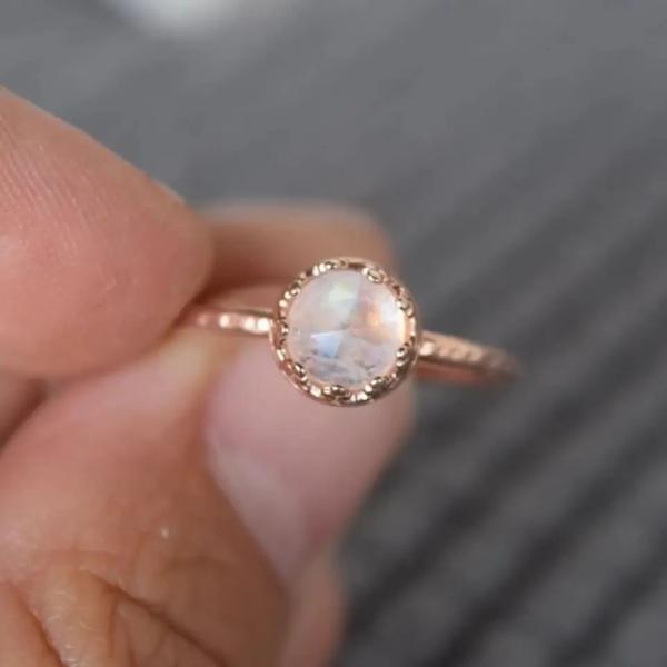 Quality 925 Sterling Silver Natural Blue Moonstone Ring Moonstone Jewelry Design for sale