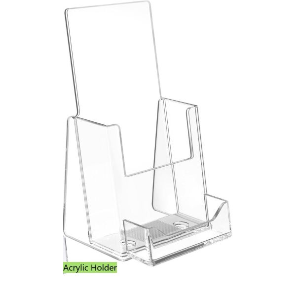 Quality 4 Inch Countertop Acrylic Display Stand Acrylic Brochure Holders With Card Slot for sale