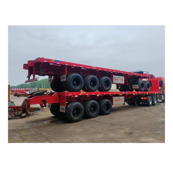Quality 120T Max Payload 40 ft 3 Axles Mechanical Suspension Container Flatbed Semi Trailer for sale