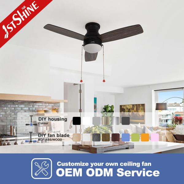 Quality Home 44 Inch Ceiling Fan with Light and Pull Chain Switch 45W AC Motor for sale