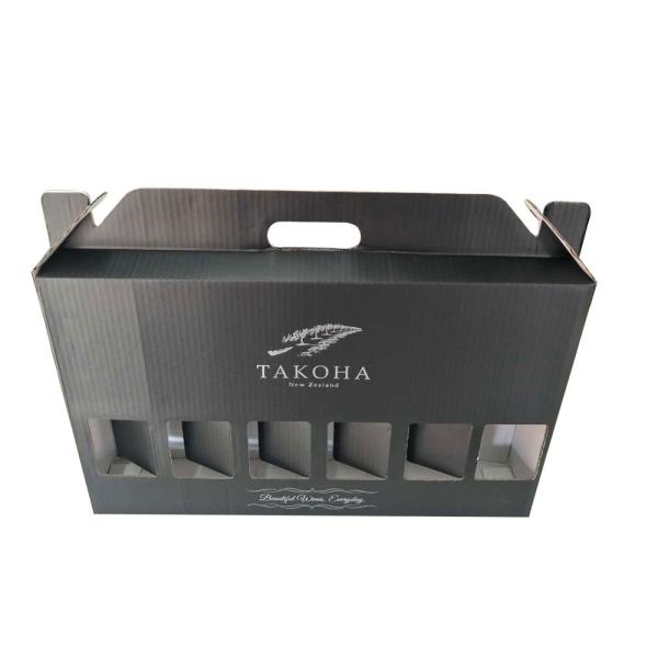 Quality Corrugated Board 6 Pack Bottle Beer Carrier Custom Size Wine Boxes for sale