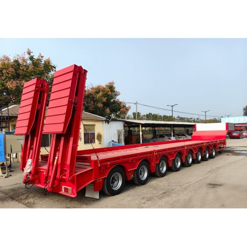 7 Axle Heavy Low Bed/Lowbed Ramp/Drop Deck Flatbed/Skeleton Semi Truck Trailer