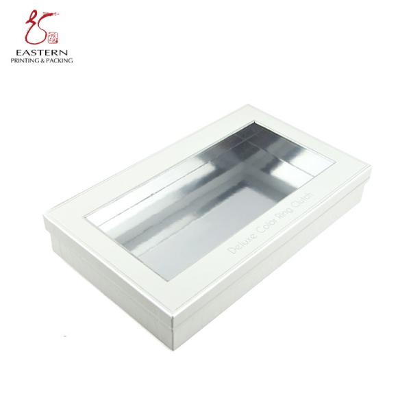 Quality Plain 30mm Height Rectangle White Cardboard Gift Boxes With Clear Lid for sale