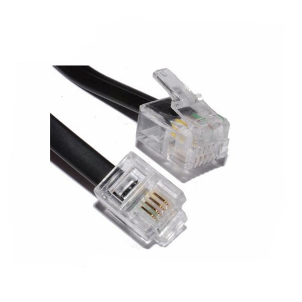 Quality Shielded RJ11 Coiled Telephone Cable 4P4C 24AWG Black PVC for sale