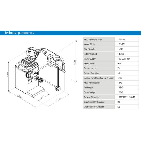 Quality Economical 110v 220v Automatic Wheel Balancing Machine 0.09kw for sale
