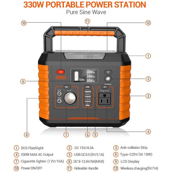 Quality 330W Portable Power Station Solar Lithium Battery Bank For Portable Power Pack for sale