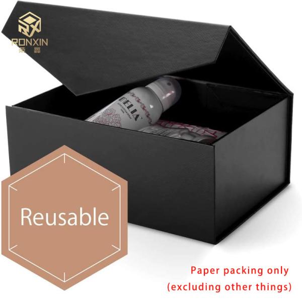 Quality Handmade Magnetic Closure Rigid Boxes Magnetic Presentation Box Black Paperboard for sale