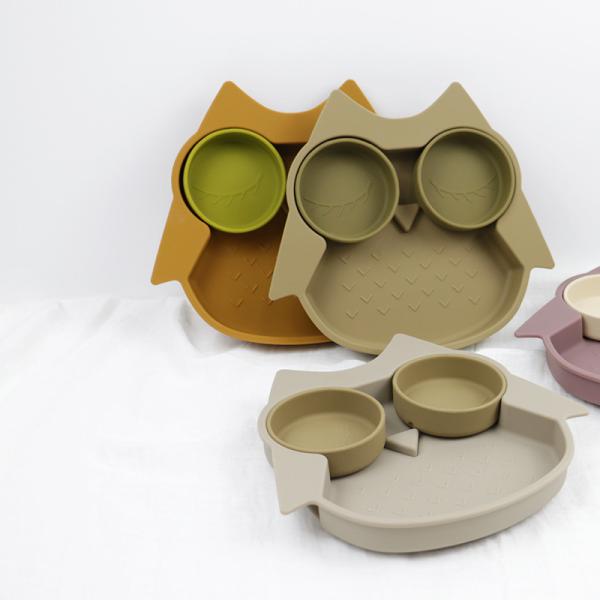 Quality Owl Shape Silicone Baby Suction Plate Non Toxic BPA Free With Pantone Color for sale
