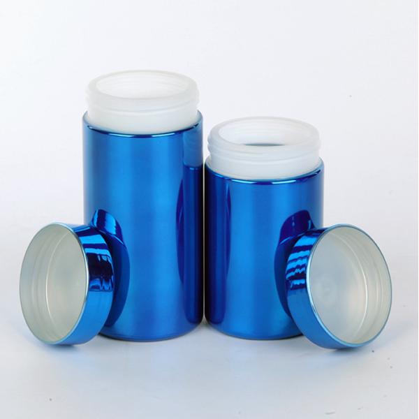 Quality Wide Mouth Chrome Plating Metalized Canister Plastic Powder Canister for sale