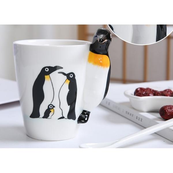 Quality 450ml High Temperature Penguin Coffee Mug With Lid And Spoon for sale