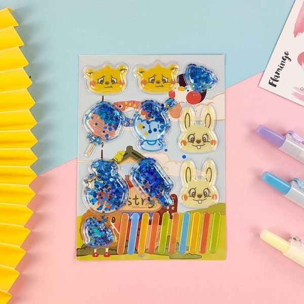 Quality Milky PVC Cartoon Sticker Sheet Water Gel Red Bubble Stickers 3D Concave Convex for sale