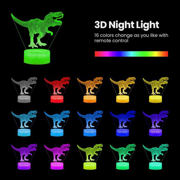Quality 36V 3D Dinosaur Lamp 16 Colors Changing Acrylic Plastic Remote Control Lighting for sale