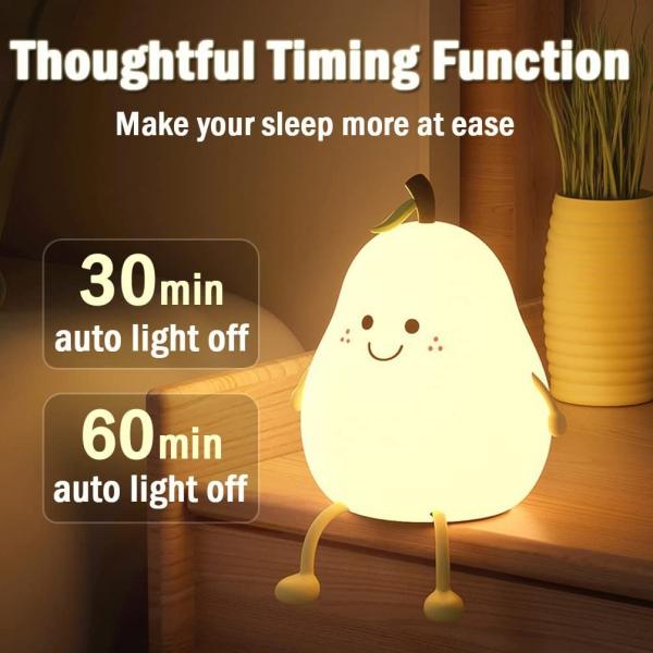 Quality LED Smart Pear Fruit Night Light USB Rechargeable Dimming Silicone Table Lamp for sale