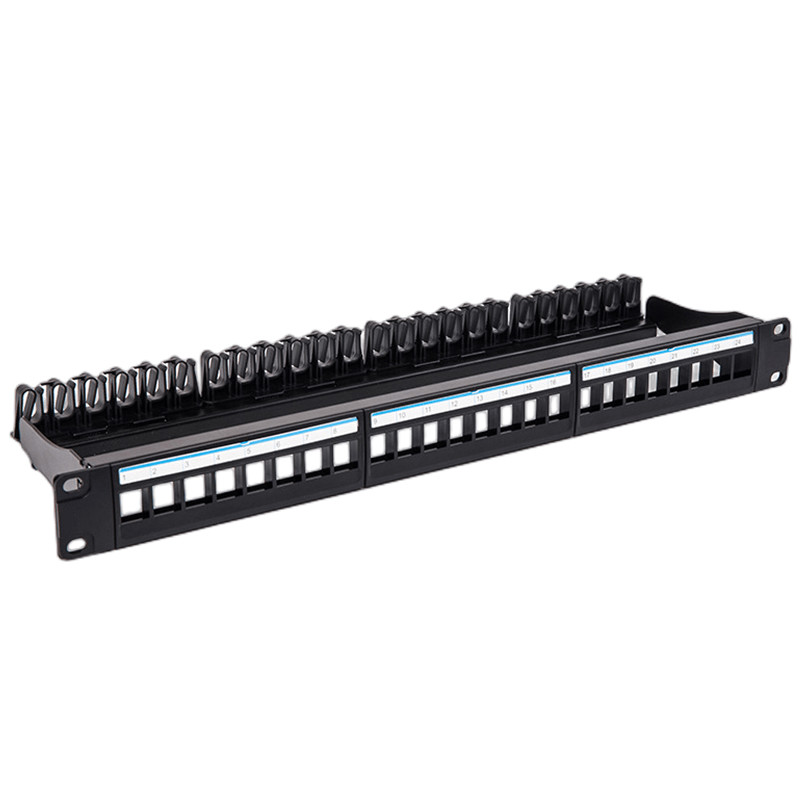 Quality Black UTP 1U Keystone Patch Panel 24 Port CAT6 Blank RJ45 Jacks for sale