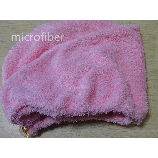Quality Colorful microfiber woman coral fleece hair dry cap turban ultra-absorbent crystal button for sale