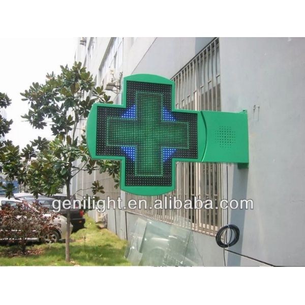 Quality P16 P20 Pixels 3D LED Pharmacy Cross Display Sign with RS232 RF Control for sale