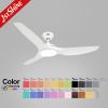 Quality ROHS 52 Inch White Low Noise Large Airflow Ceiling Fan Led Five Speeds Remote for sale