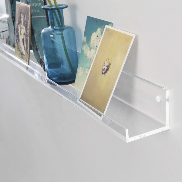 Quality Small Lucite Display Stands Wall Bookcase Plexiglass Corner Floating Shelf For for sale