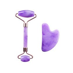 Quality Anti Aging Face Jade Roller Set Rose Quartz Massage Roller for sale