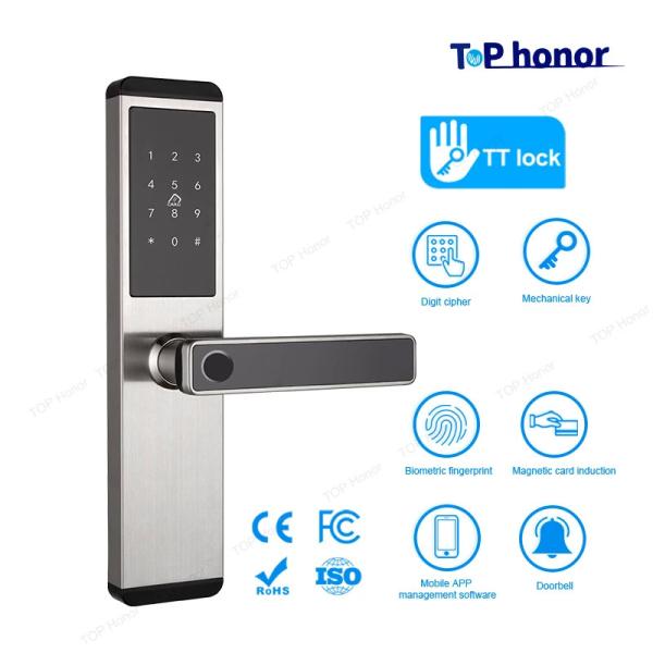 Quality TH522 Apartment Smart Door Lock With Fingerprint Code IC Card Key TTLock Unlock for sale