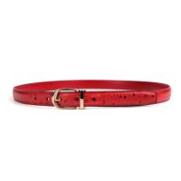 China Red 125cm Womens Ostrich Leather Belt With Gold Buckle factory
