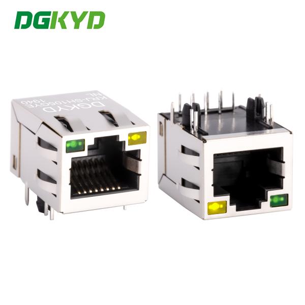 Quality RJ45 network port socket with built-in 100Mbps integrated transformer with light and shielding KRJ-SH105GYENL for sale