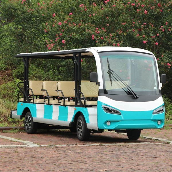 Quality White Electric Sightseeing Cart For 14 Person 4500 * 1500 * 200 MM for sale