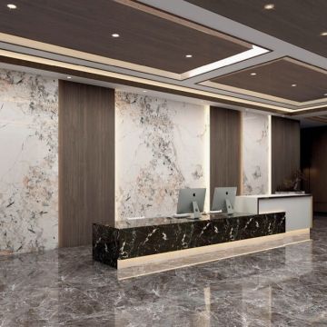 Quality 8mm Bamboo Charcoal Solid Board Veneer Marble Fiber Wall Panel with Damask for sale