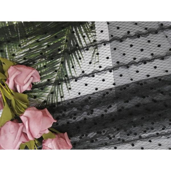 Quality 100 Yards Tulle Lace Flocked Embroidery Mesh Fabric for sale
