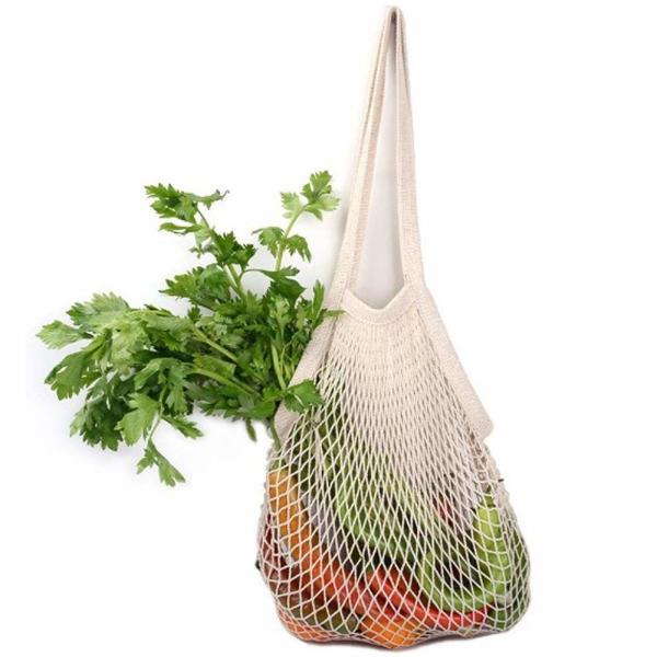 Quality ISO9000 SMETA Reusable Cotton Grocery Bags Foldable Mesh Net Shopping Bag 120g for sale