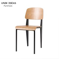 Quality Industrial Style Black Metal Frame Dining Chairs Plywood Seat Restaurant Dining for sale