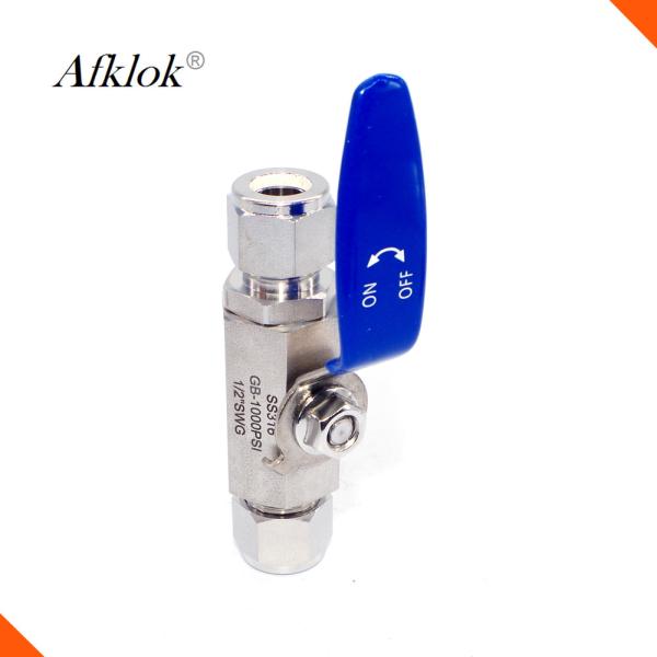 Quality One Piece Two Way Ferrule Ball Valve Stainless Steel 1000Psi for sale