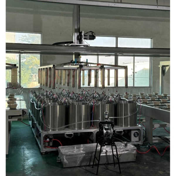 Quality 24-Station Spin Coating Line for Pulp Molded Waterproofing with High-Efficiency Drying System for Bagasse and Bamboo Tableware for sale