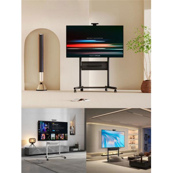 Quality 600x800mm Tall Floor Tv Stand TV Mobile Cart With Integrated Shelf For 65 - 86 Inch Tvs for sale