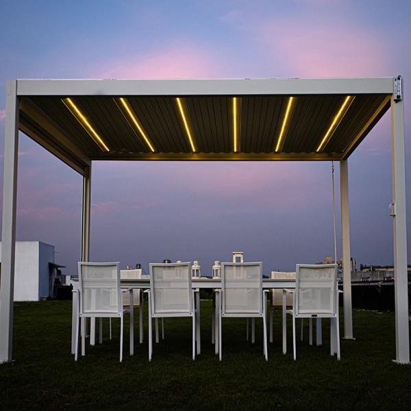 Quality Aluminum Metal Roof Gazebo Louver Flip Aluminium Pergola With Sides for sale