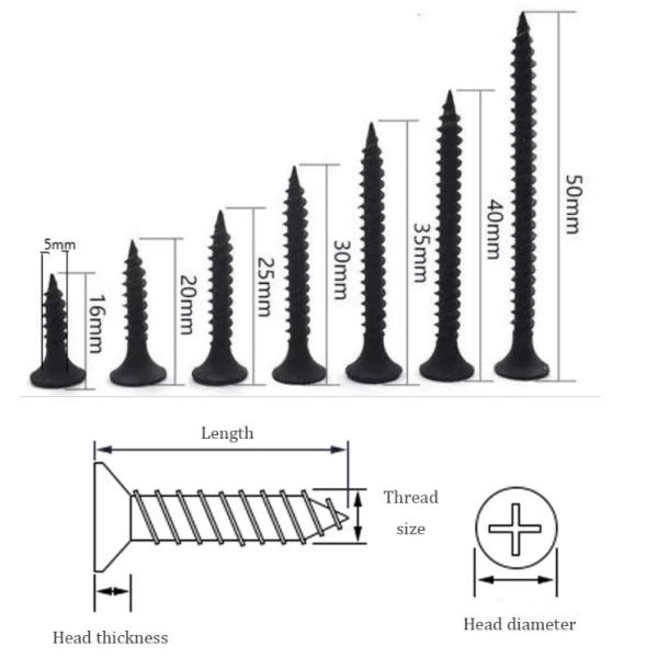 Quality Custom Small Wooden Drywall Screws Metric Black DRY Wall Screw for sale